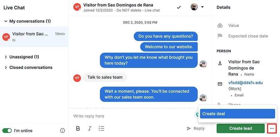 Live Chat - Knowledge Base | Pipedrive